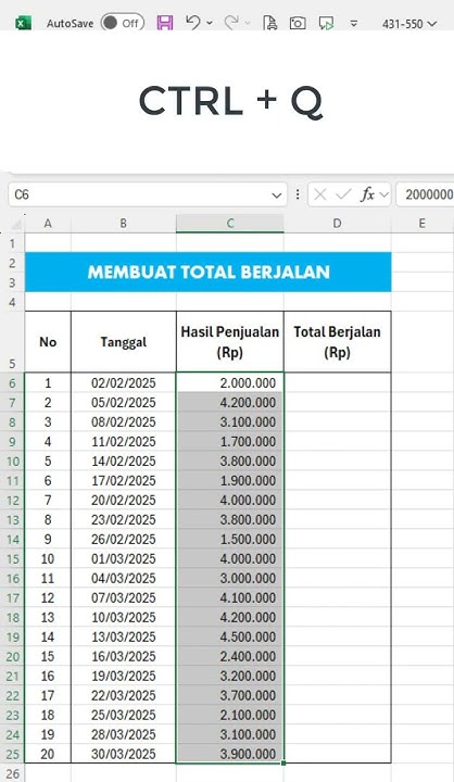 Membuat Running Total di Excel #excel #tipspraktis #exceltips #tutorial #exceltricks # ...