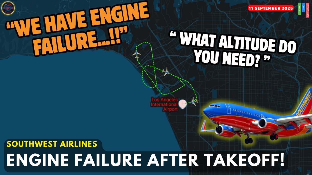 ENGINE FAILURE After Takeoff | Southwest Boeing 737 diverts to LAX #atc ...