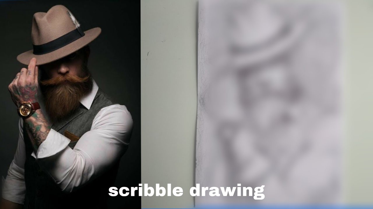 how to draw a man with hat | scribble drawing | creative drawing ...