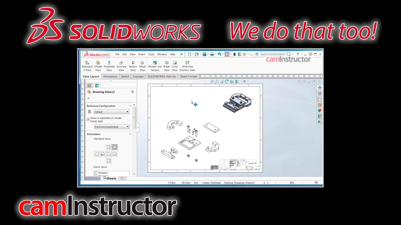 camInstructor SolidWorks Training - Exploded View in Drawings - YouTube