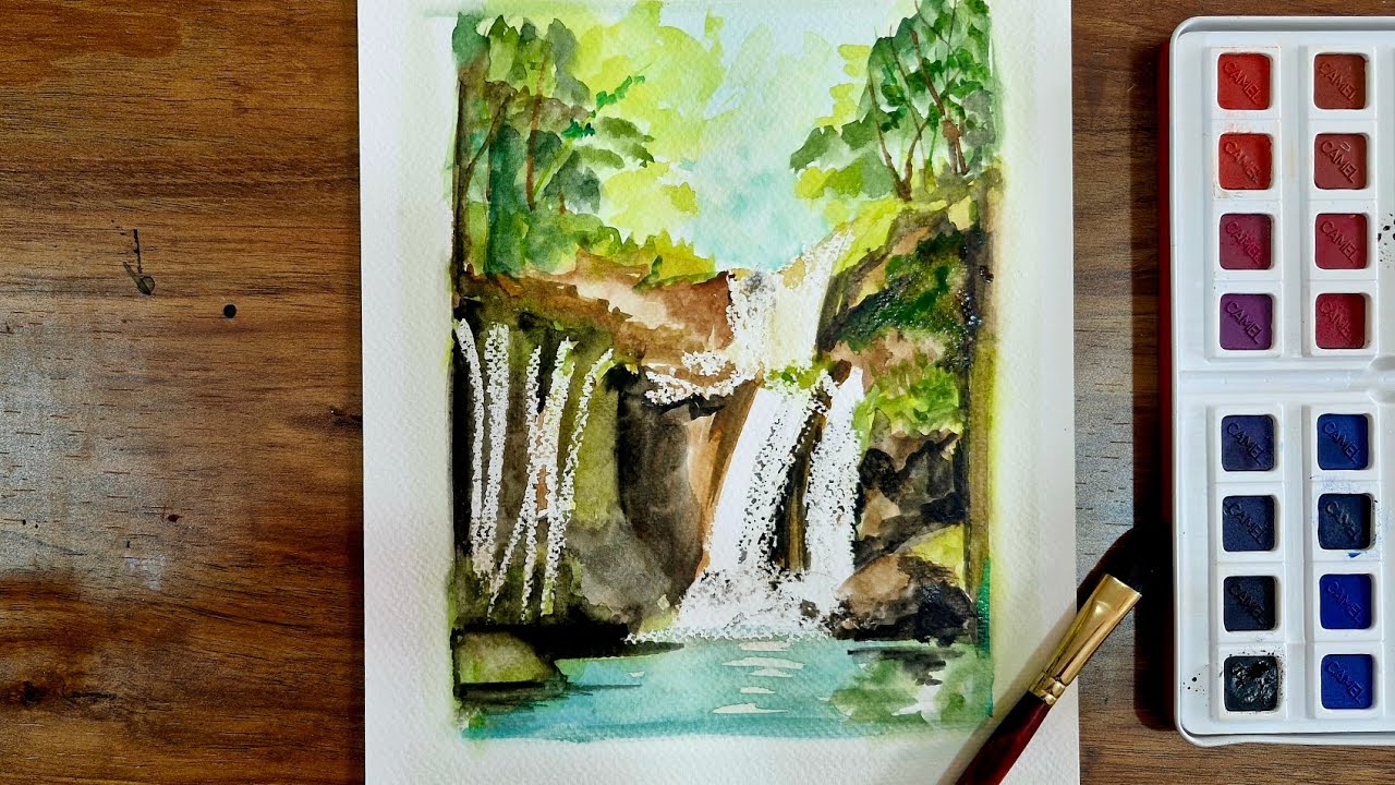 HOW TO MAKE WATERFALLS WITH WATERCOLORS || - YouTube