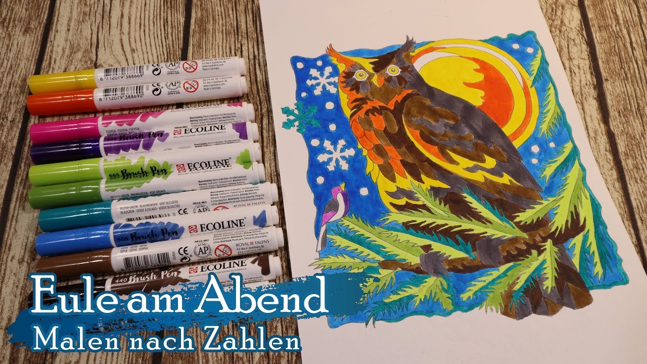 Eule 🦉 am Abend - Malen Nach Zahlen für Erwachsene - Speed Paint - YouTube