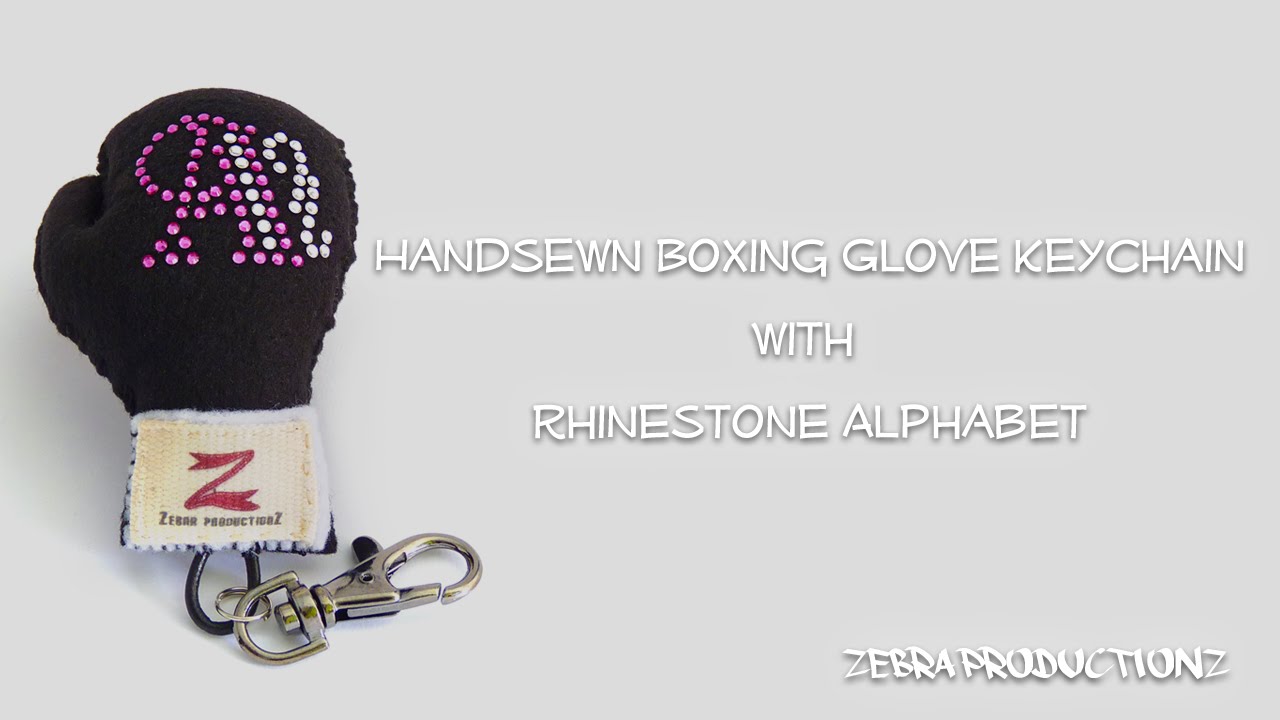 Handsewn Boxing Glove Keychain with Rhinestone Alphabet - YouTube