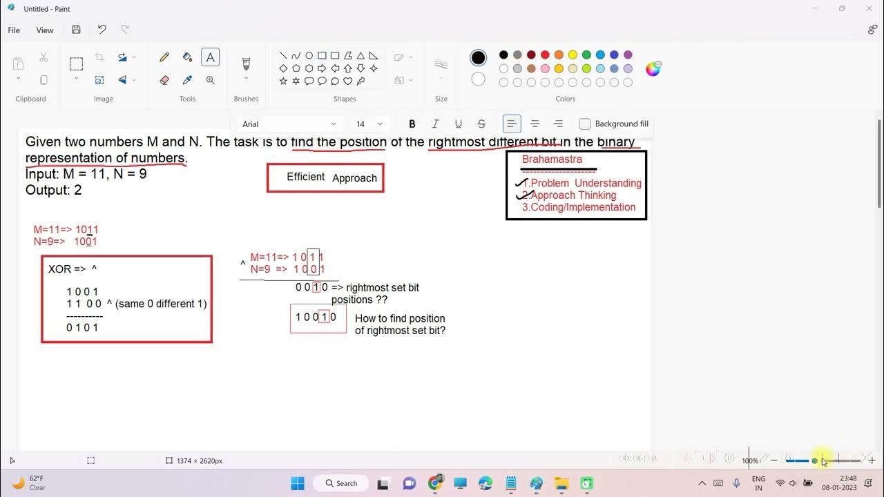 Finding Position Of Rightmost Different Bit Of Given Two Numbers Approach 1 Efficient