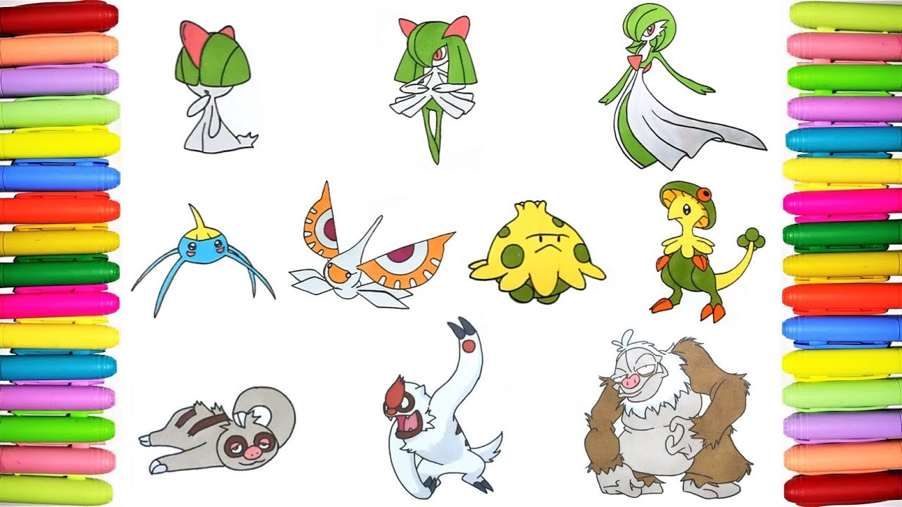 Pokemon coloring pages for kids - Pokedex #280 to 289 - YouTube