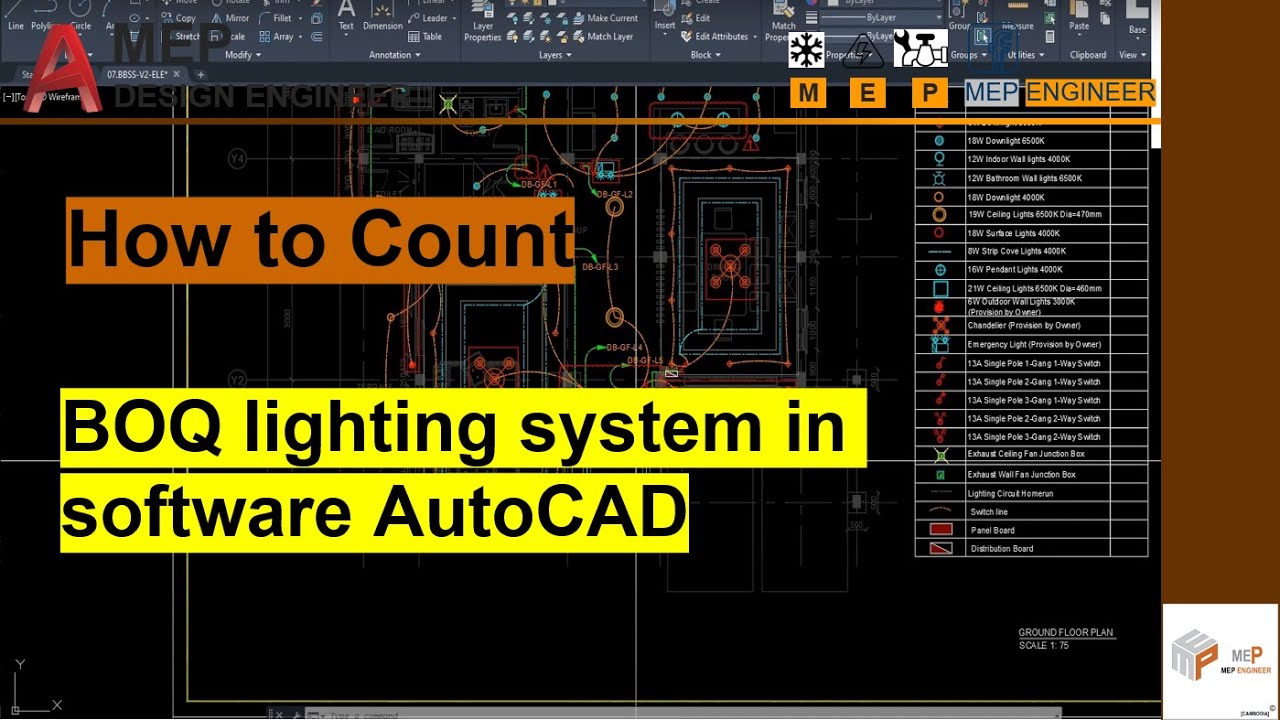 11-How to count BOQ lighting system in software Auto CAD - YouTube