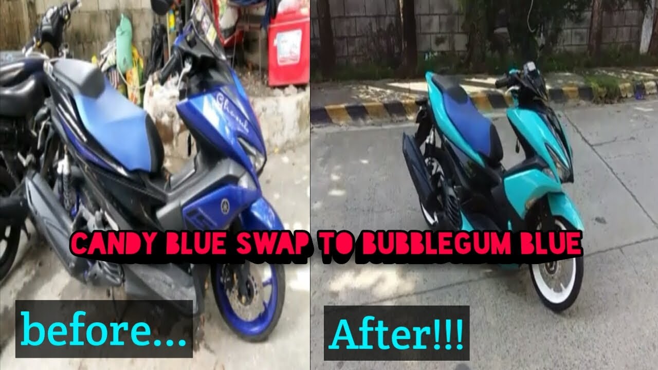 Yamaha Aerox candy blue swap to bubble gum blue - YouTube