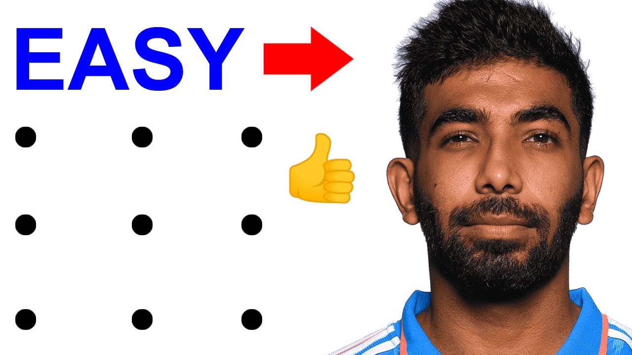 Turn 9 dots into Jasprit Bumrah face drawing easy - How to draw jasprit ...