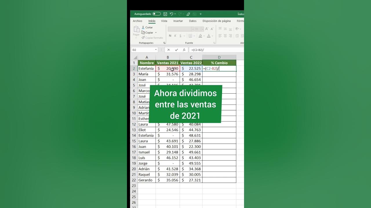 CAMBIOS PORCENTUALES en EXCEL #excel #cursoexcel #excelgratis #excelparatodos #shorts #tutorial ...