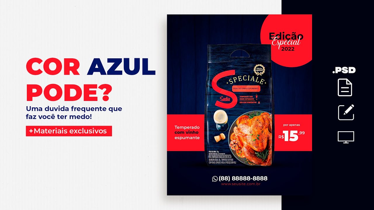 Como usar a cor AZUL em ARTES DE COMIDA | Social Media Photoshop - YouTube