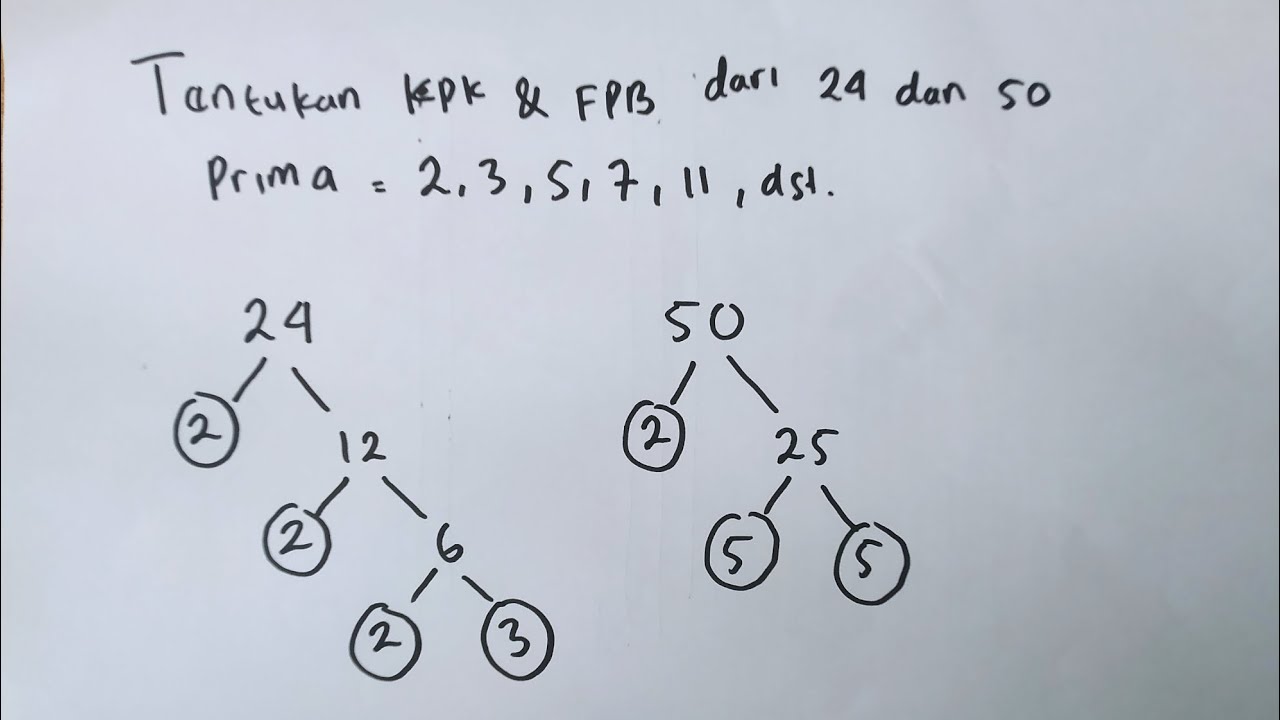 Cara Menentukan KpK dan FpB dari 24 dan 50 - YouTube