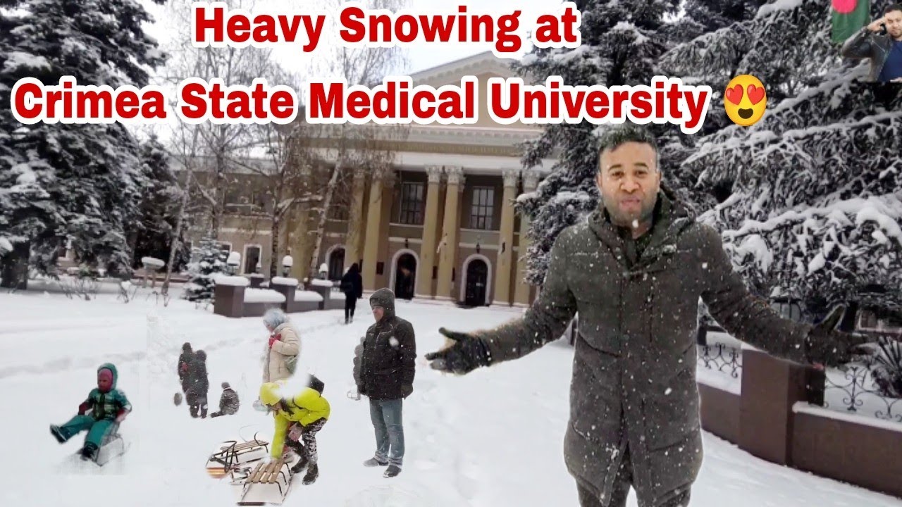 Heavy Snowing🌨️ Simferopol,Crimea,Russia😍Crimea Federal University😍 ...