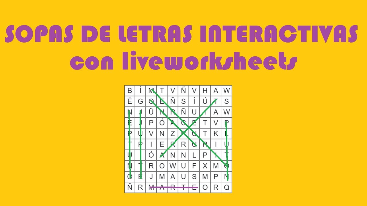 Crear fichas interactivas con sopas de letras en liveworksheets - YouTube