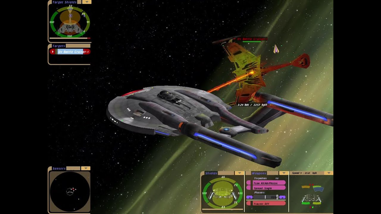 NX01-A vs Klingon D4 Battlecruiser | KM | Star Trek Bridge Commander ...