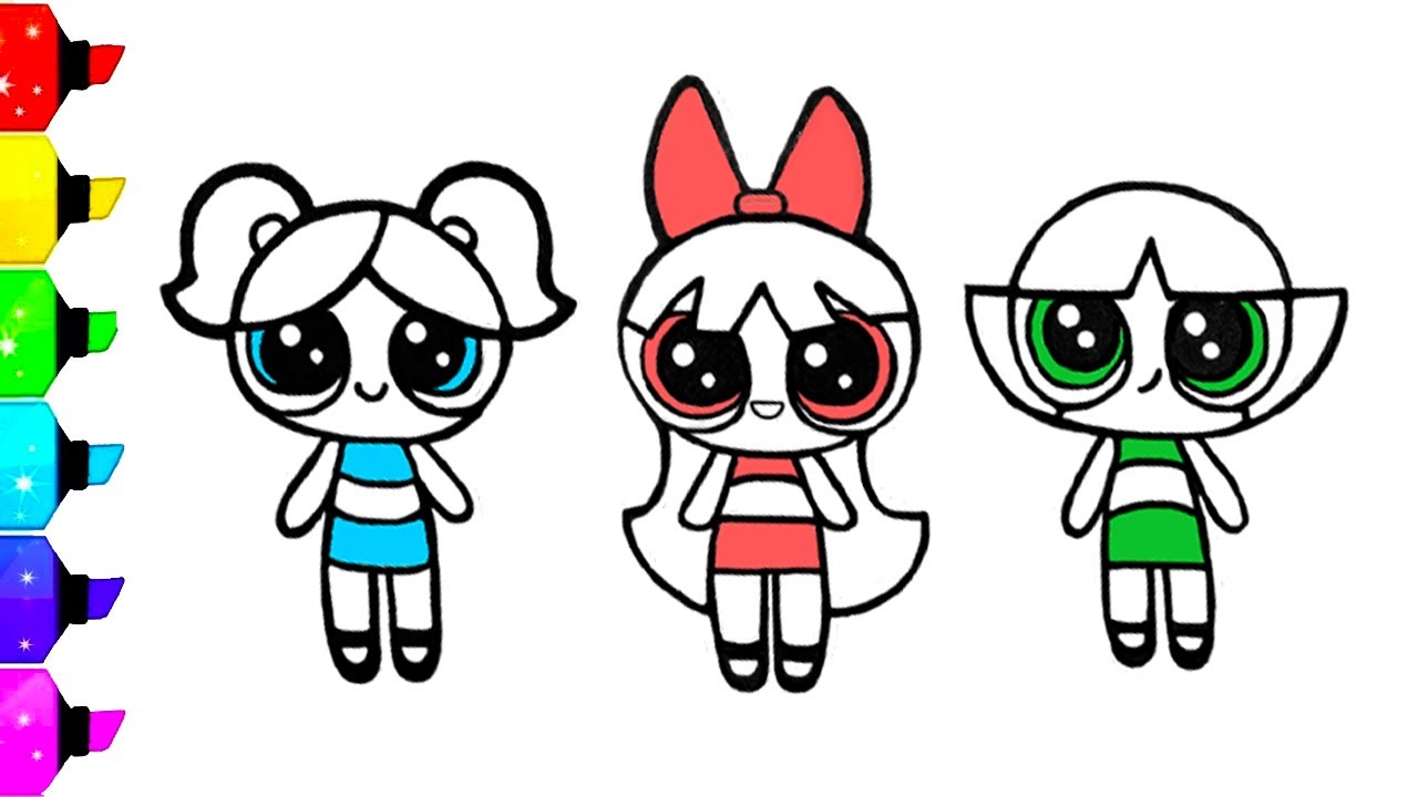 How to draw The Powerpuff Girls: Bubbles, Blossom, Buttercup and Bliss ...