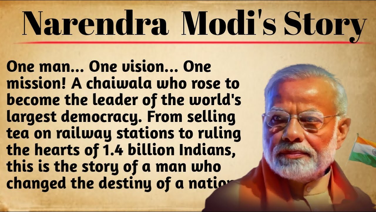 🔴 Narendra Modi's story|Learn English through inspiring STORY ...