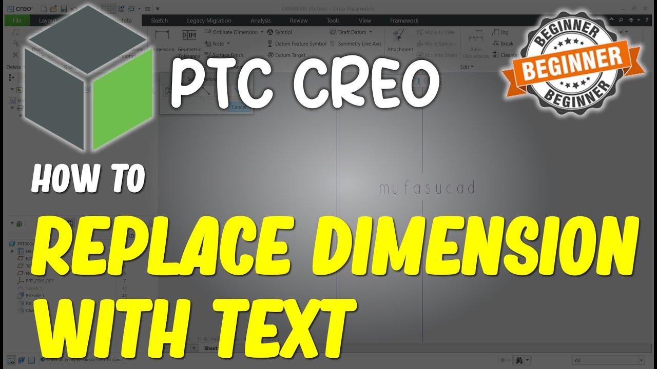 Creo How To Replace Dimension With Text YouTube creo-how-to-replace-dimension-with-text-youtube