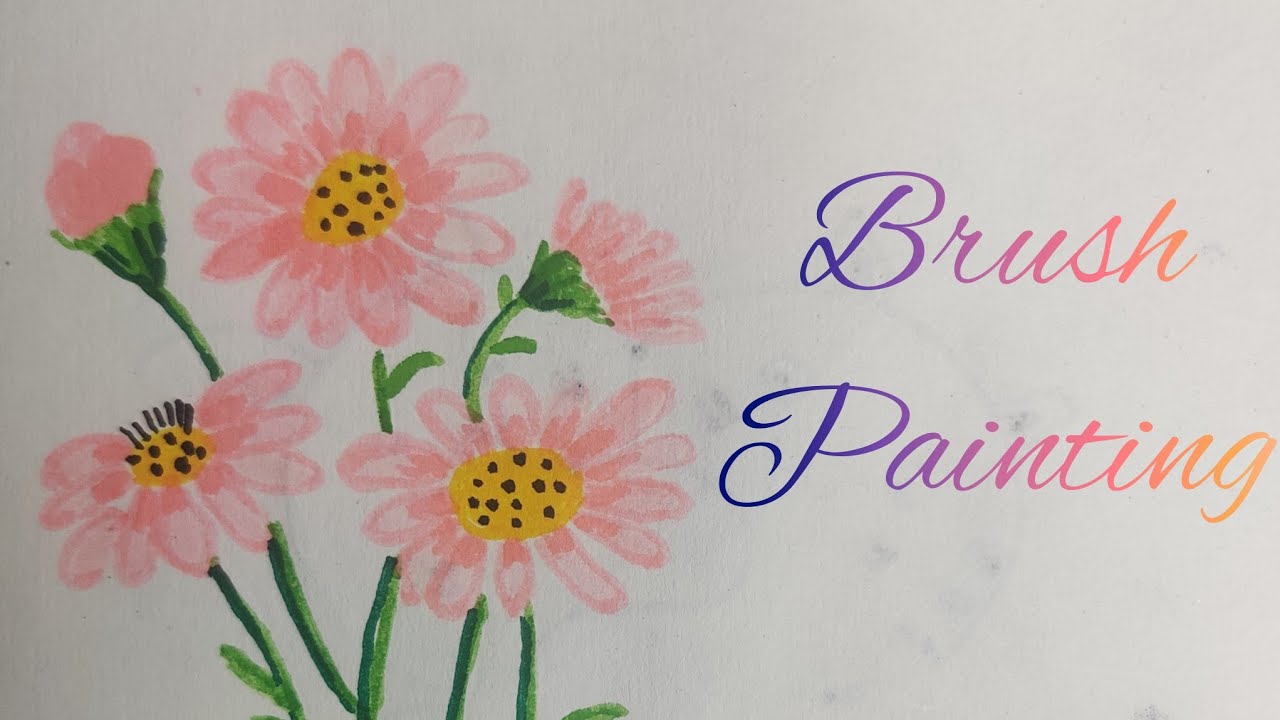 How to draw flower with brush painting 🎨🖌️🎨🖌️| How to draw beautiful ...