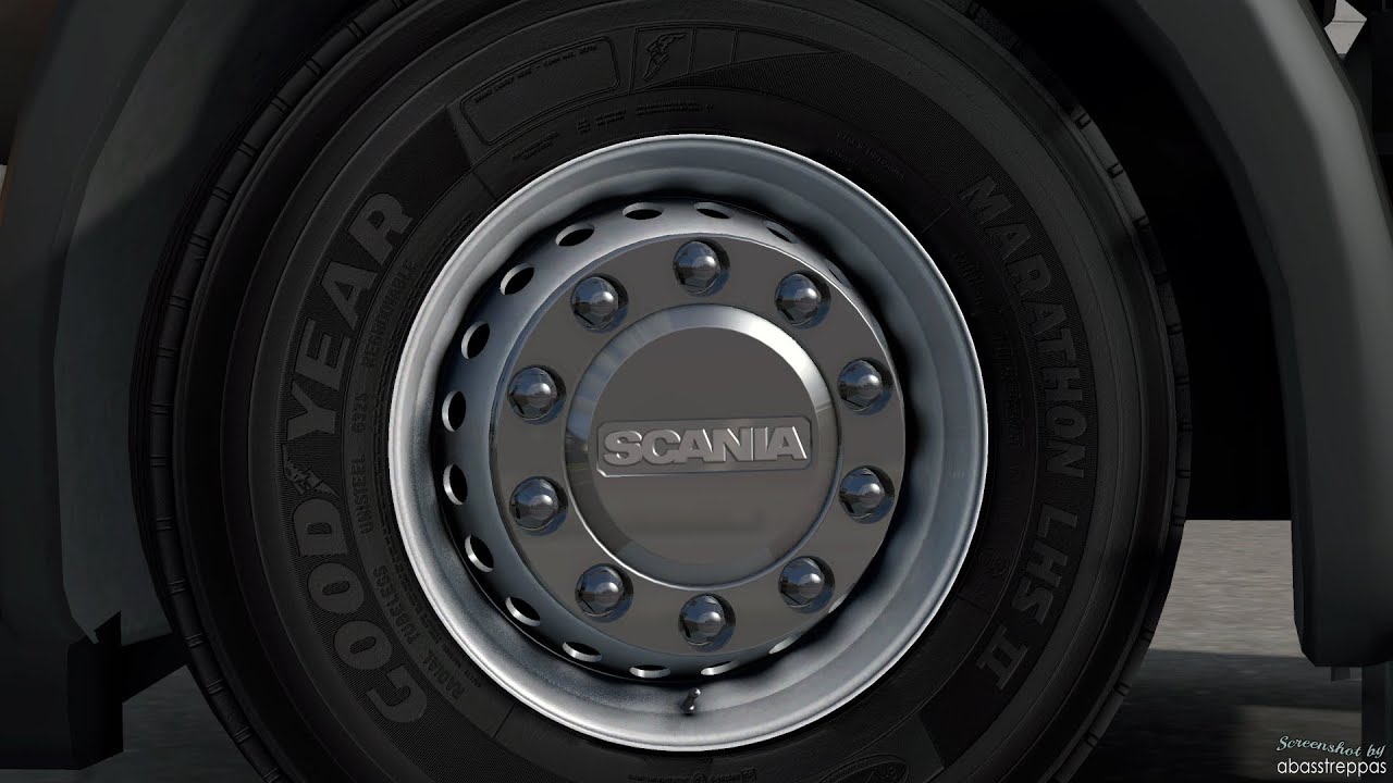 Testing the new Scania steel rims with hubcaps - YouTube