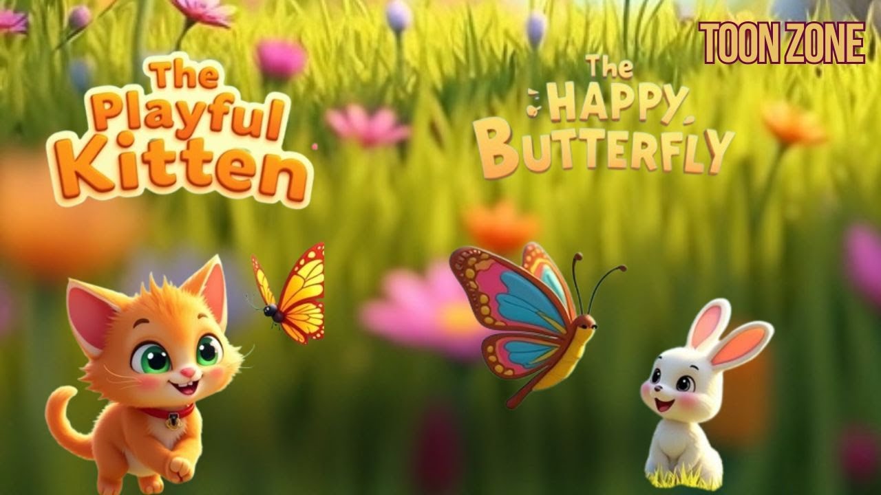 The Playful Kitten Rabbit And Butterfly | Kids Poem | Sing, Dance ...