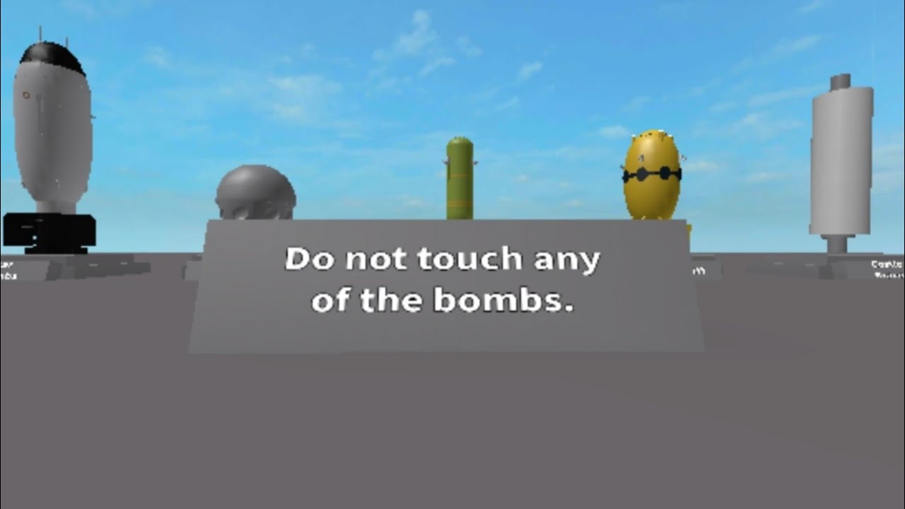 Touch any of the bombs!! | Roblox Nuclear Bombs Museum - YouTube