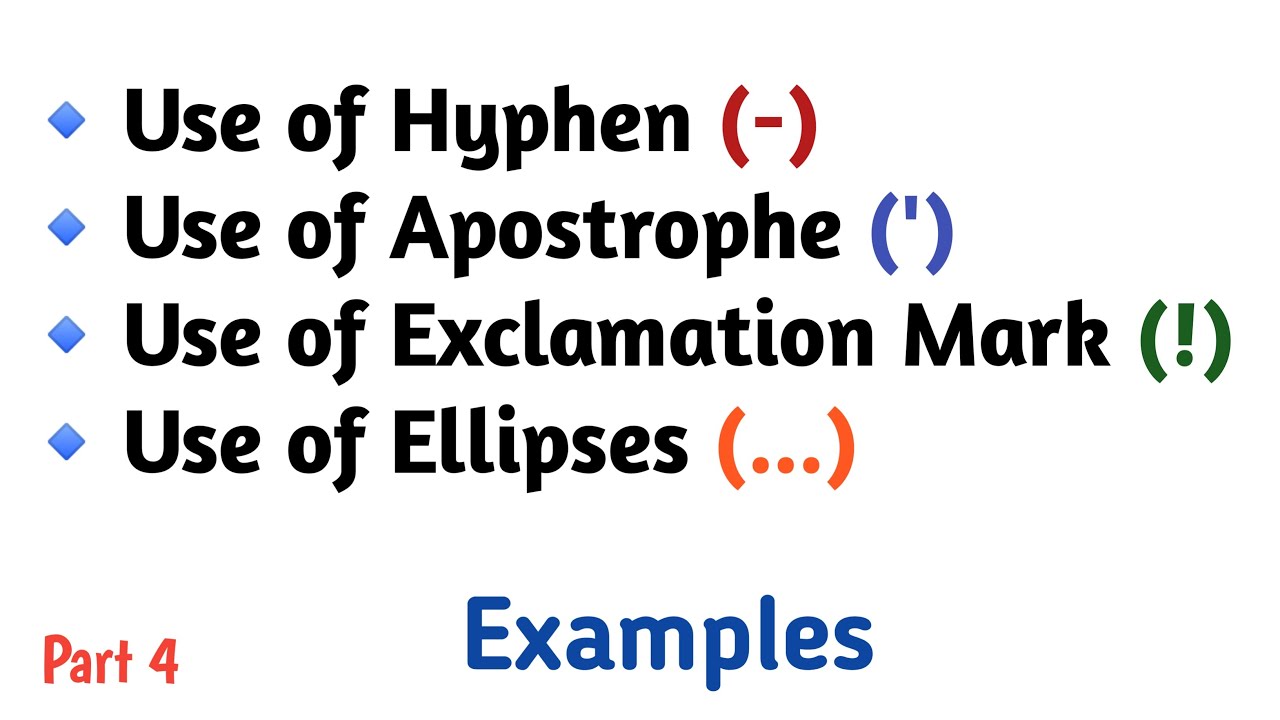 Use of Hyphen / Use of Exclamation Mark/ Use of Apostrophe # ...