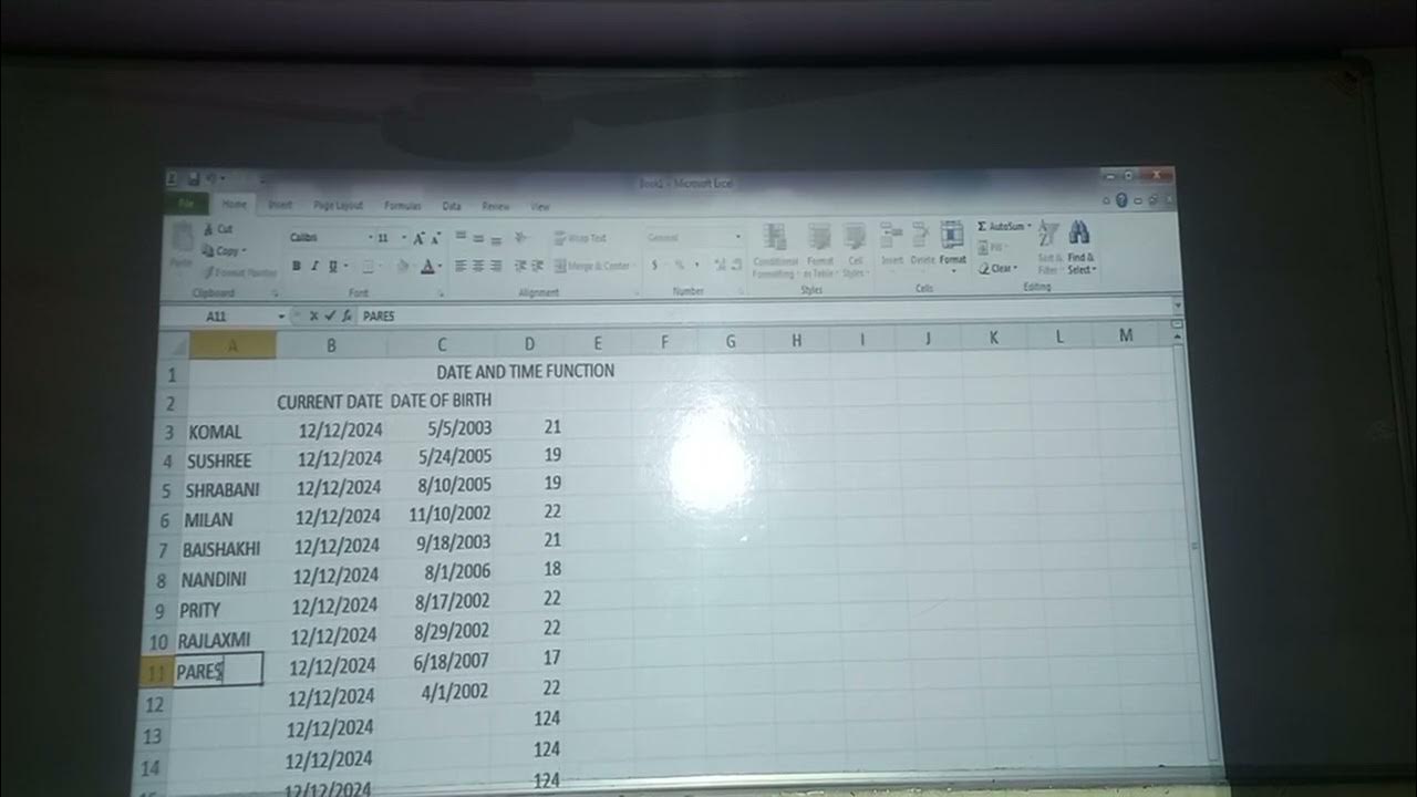 Excel Formula || Date and Time Functions || MS Excel Practical Explanation in Odia #video - YouTube