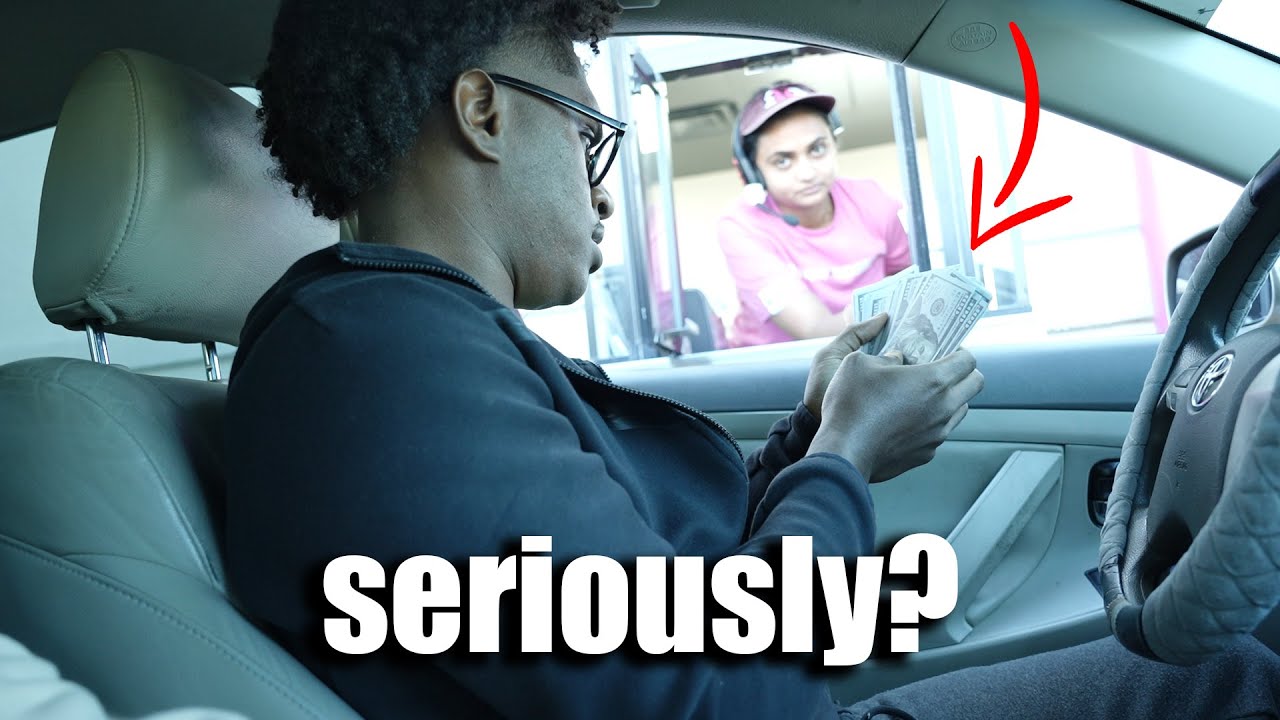 BLACK MR. BEAST TIPS DRIVE THRU WORKERS $1,000! - YouTube