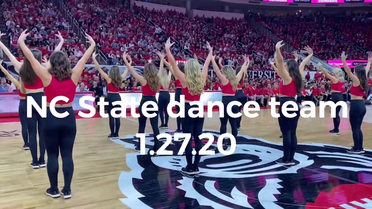 NC State dance team performs during timeout of NC State vs UNC ...