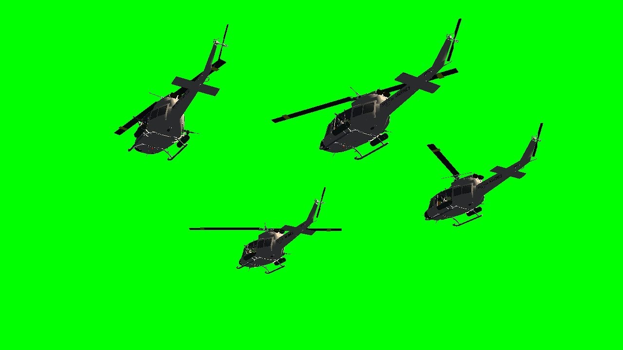 helicopter flyby in formation - green screen - free use - YouTube