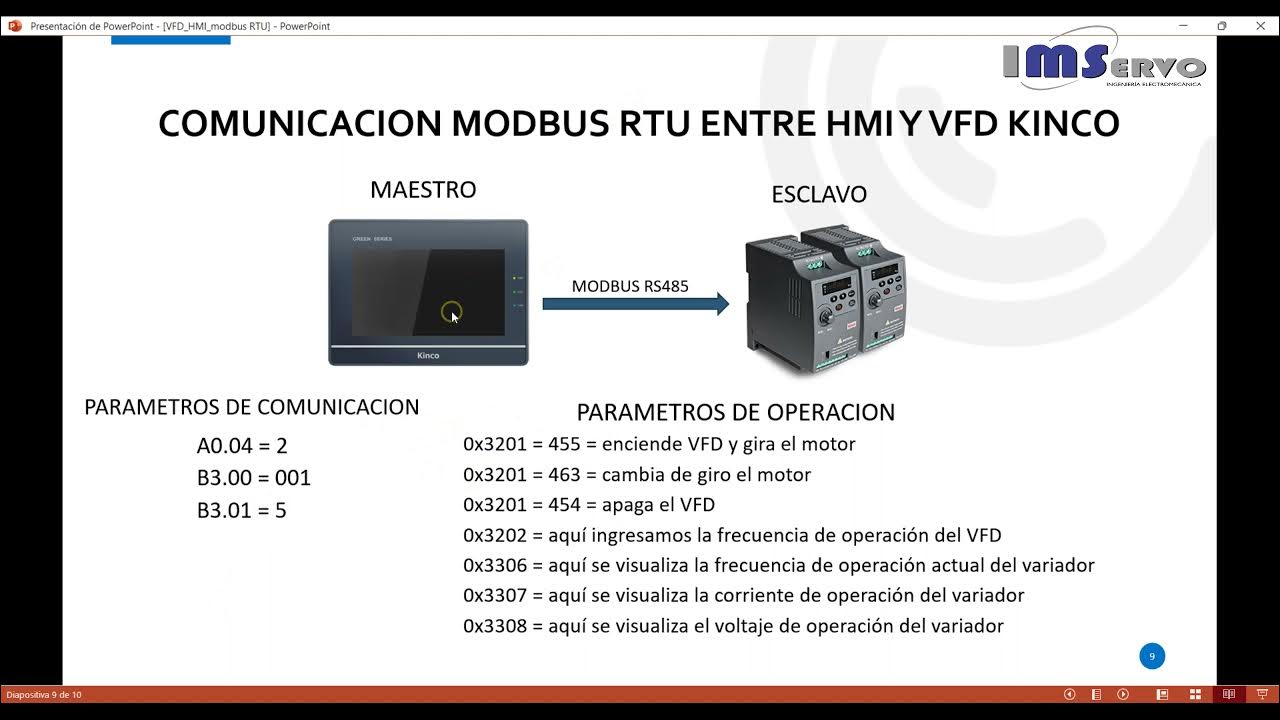 Comunicacion Modbus entre HMI y Variador de Frecuencia Kinco - YouTube
