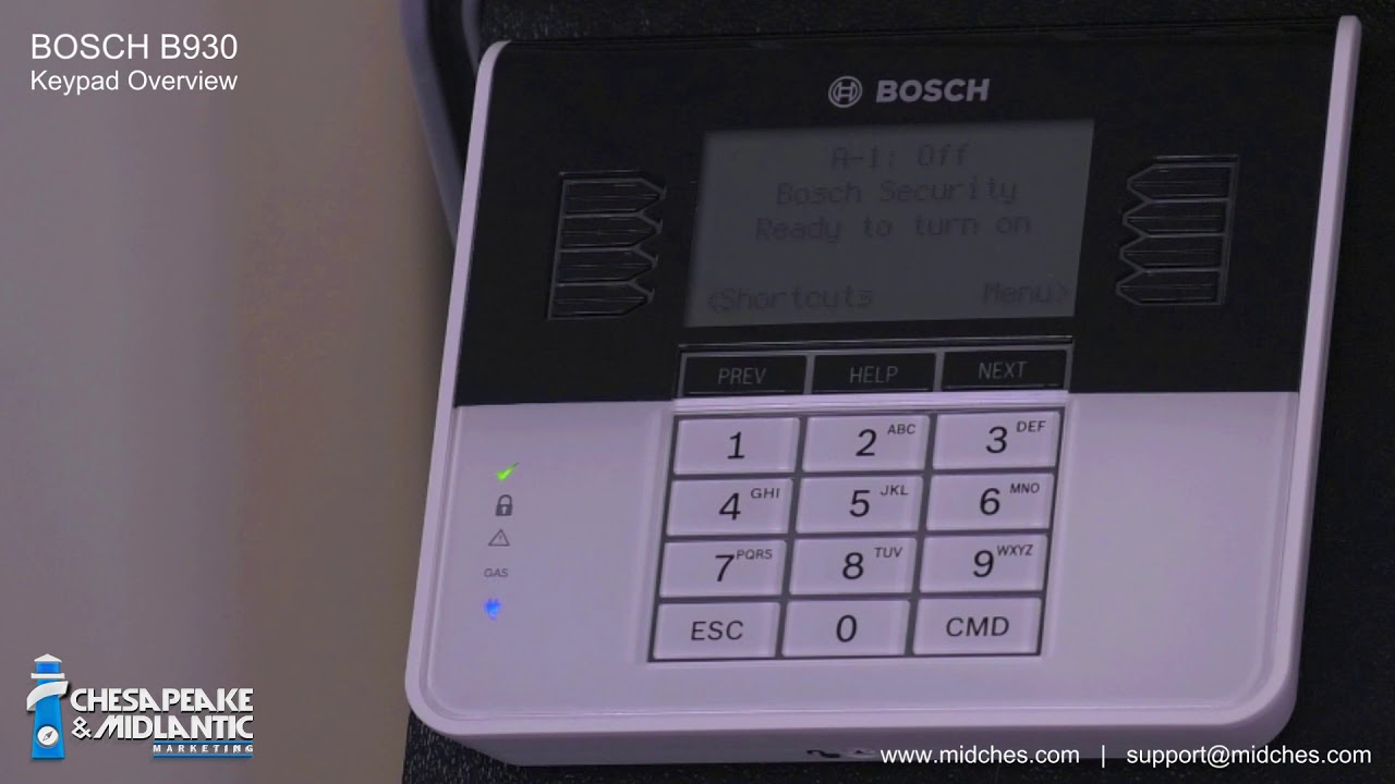 Bosch B930 Keypad Overview - YouTube