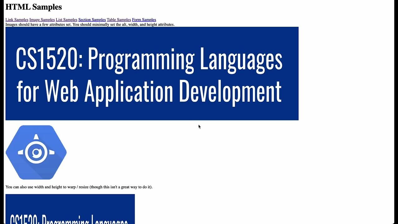 CS1520 Lecture 10a: Demo of HTML Examples for links, forms, tables, images, and lists - YouTube