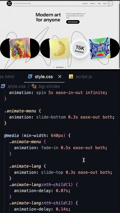Modern Art Courses Landing Page Mind Blowing Codepen 119 Html Css 