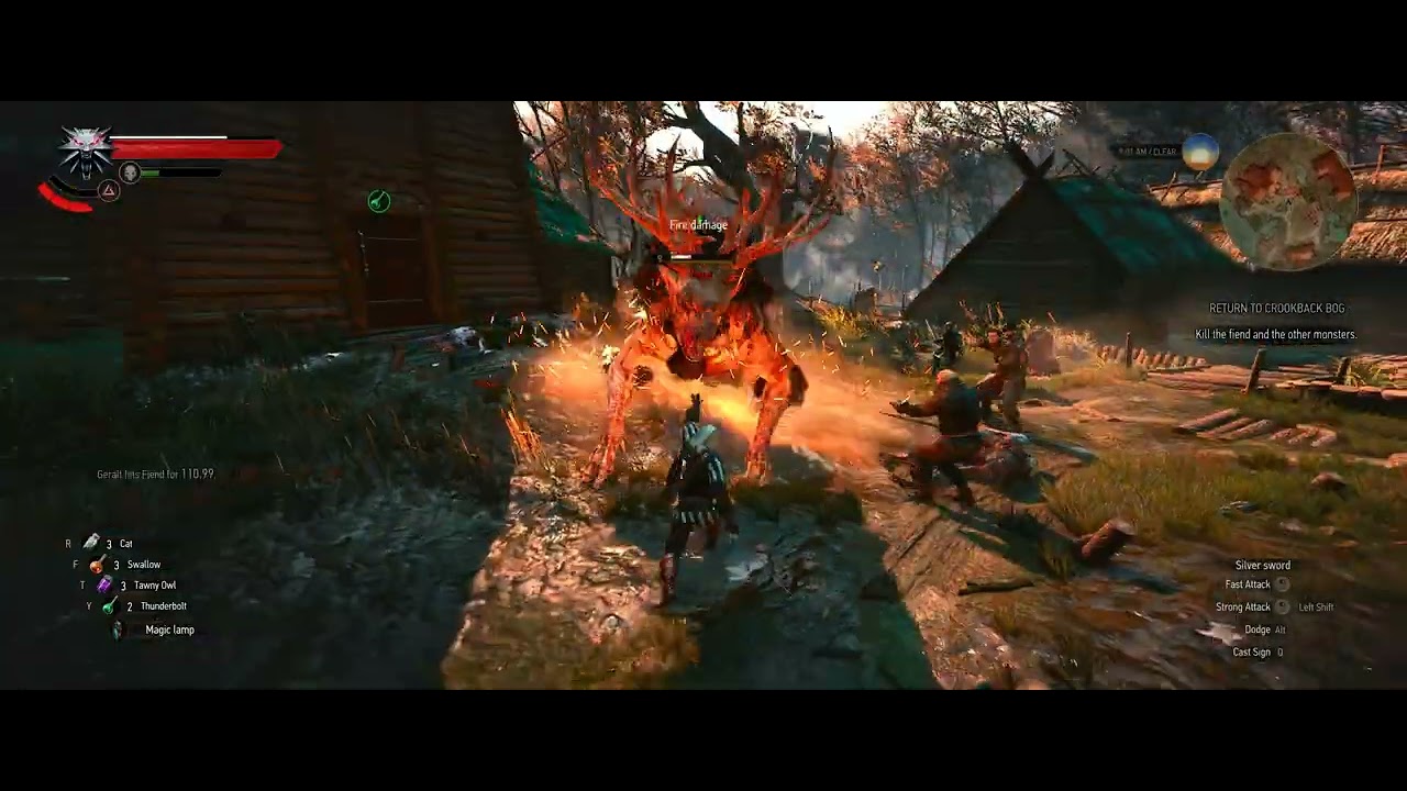 The Witcher 3 : Return to Crookback Bog (Fiend Fight) - YouTube