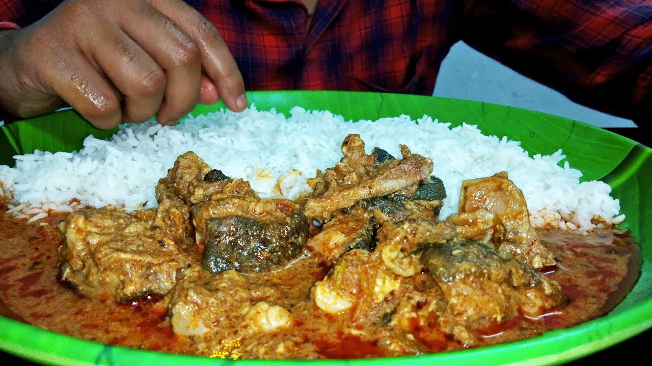 MOST POPULAR MUTTON HEAD CURRY WHITE RICE EATING SHOW | GOAT HEAD CURRY ...
