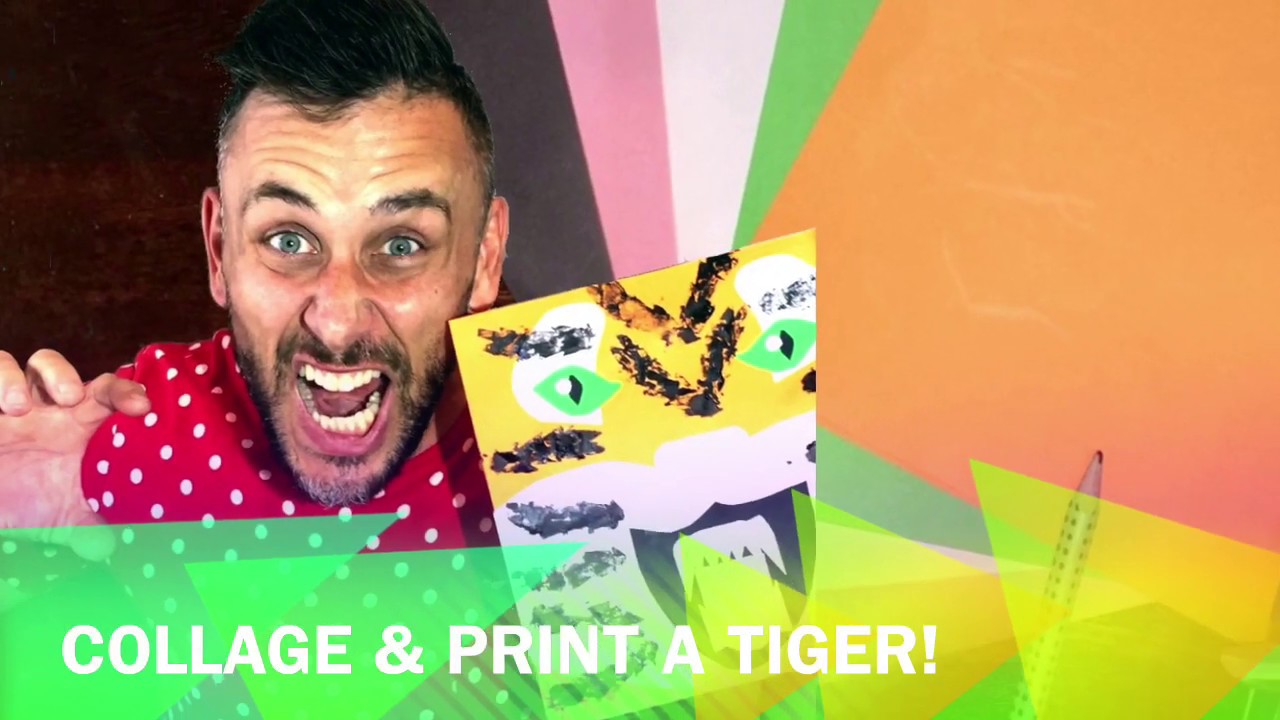 Create a tiger collage with printed stripes - YouTube