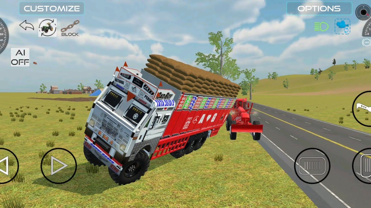 indian tractor driving 3d game me tark ko garedr ke upar palti kuaa ...