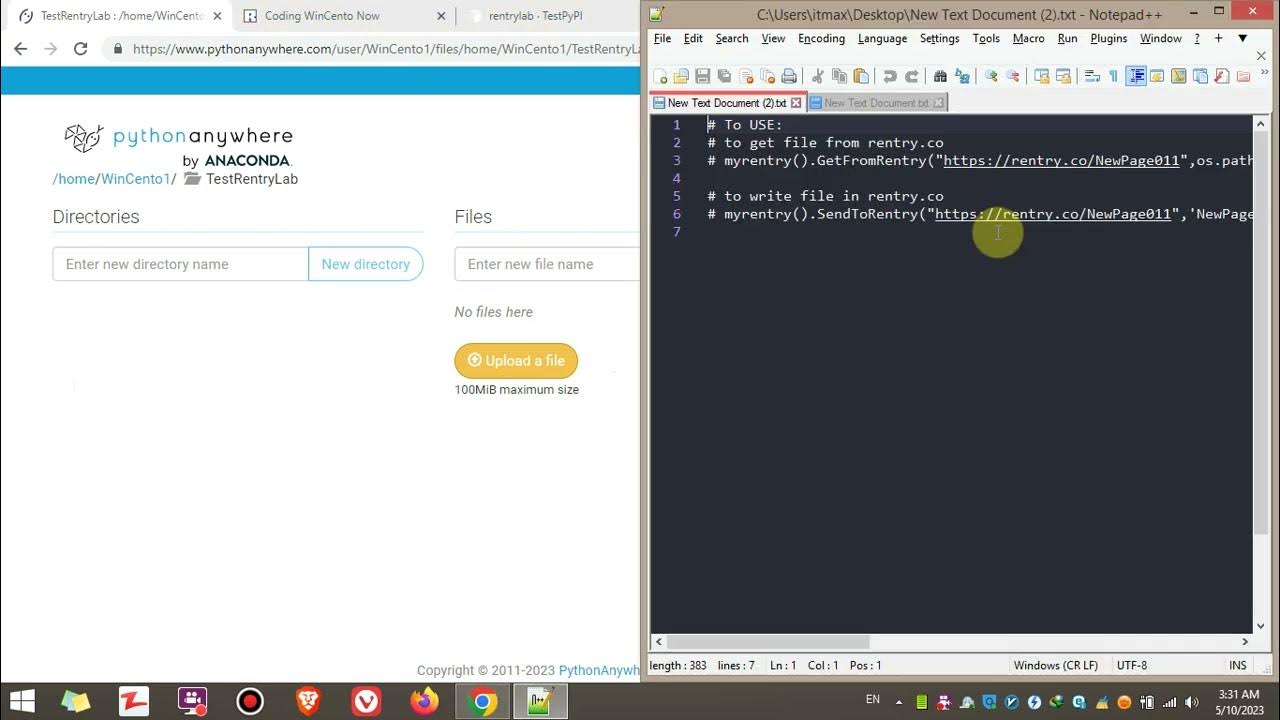 Use rentrylab in PythonAnyWhere - YouTube