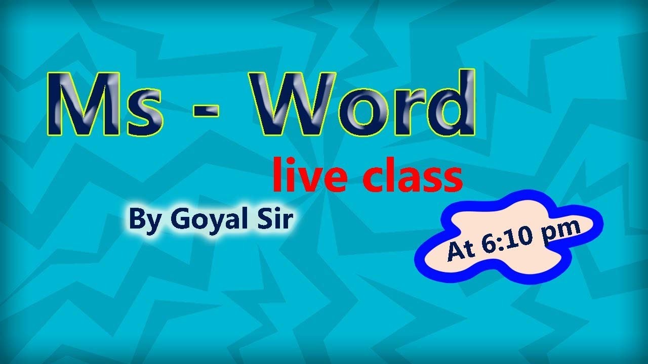 Ms Word : Second Class In details - YouTube