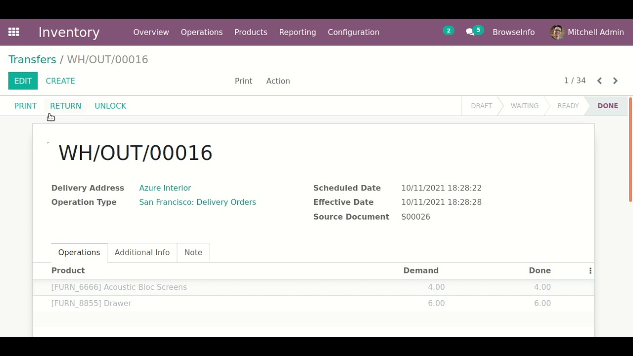 How to create Auto Credit Note from Return Delivery/Products | Odoo ...