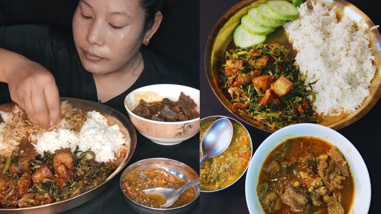 pork sanga kholesag(simsag)buff curry pudina ra golvedako piro achara ...