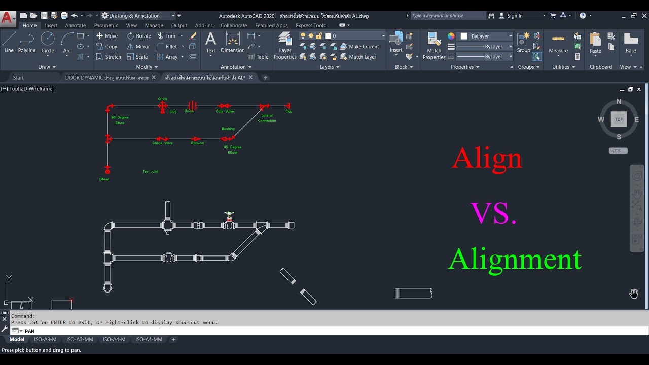AutoCAD พื้นฐาน คำสั่ง Alignment และ Align - YouTube