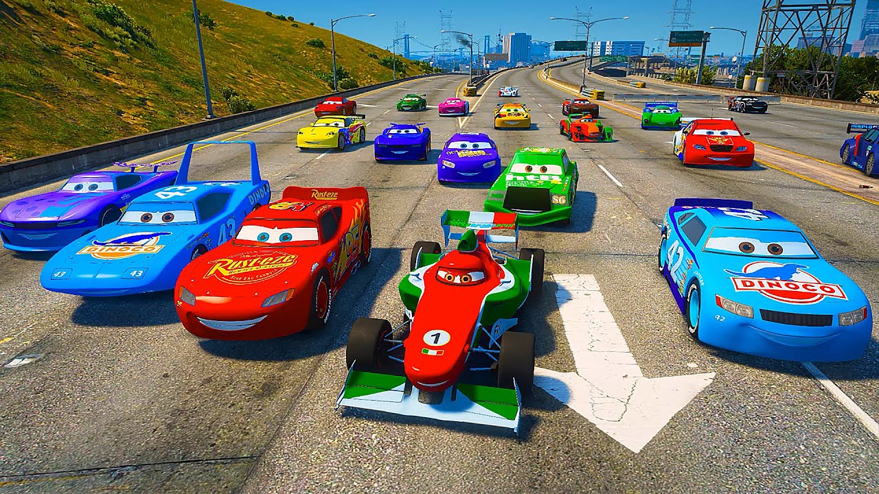 Street Race Pixar Cars McQueen VS Francesco Bernoulli The King Chick ...