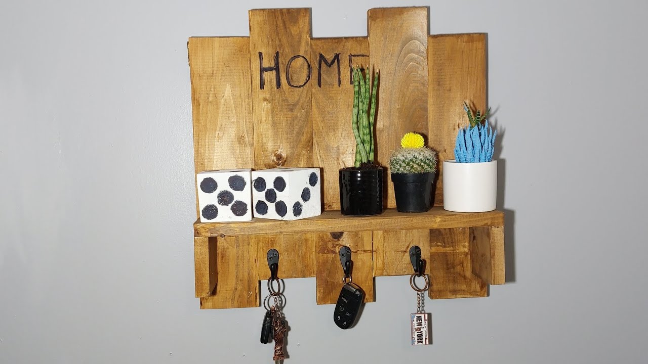 Super fast and easy build decorative wooden wallhung plant and key ...