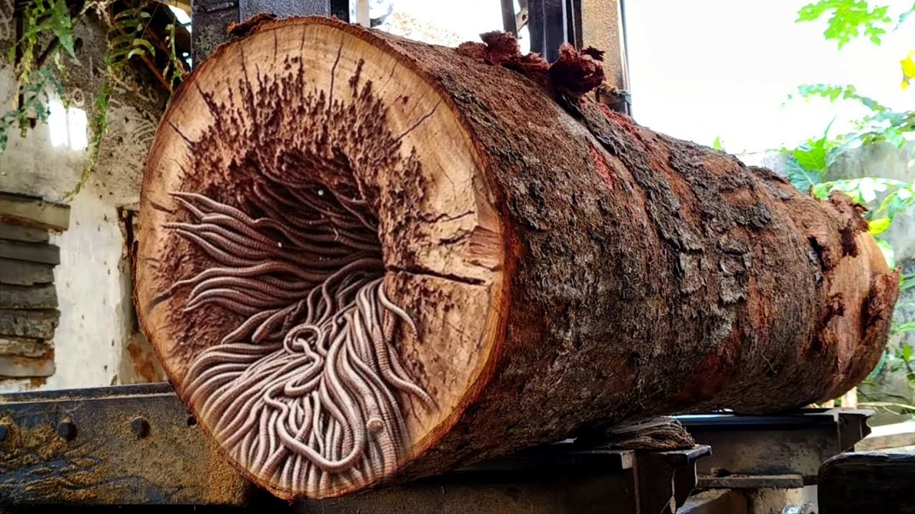 Amazing red logs found at the sawmill - YouTube