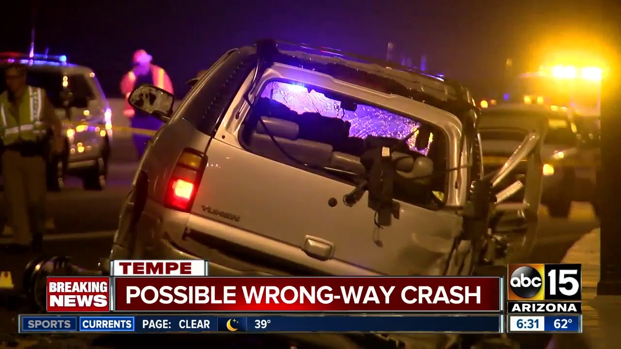 Loop 202 closed after possible wrong-way crash in Tempe - YouTube