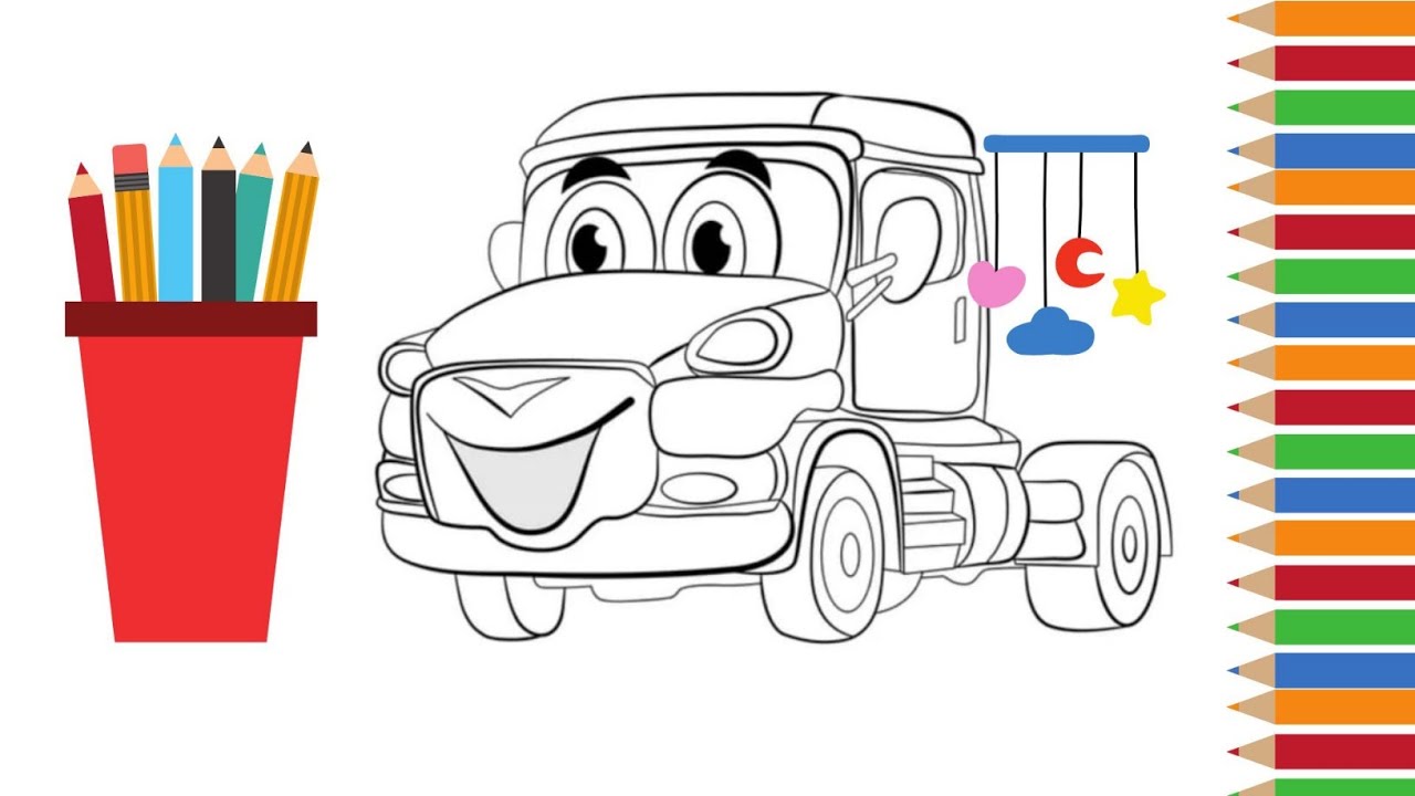 How to draw Kamaz/ How to draw a truck/ big Kamaz/ for kids/ Art ...