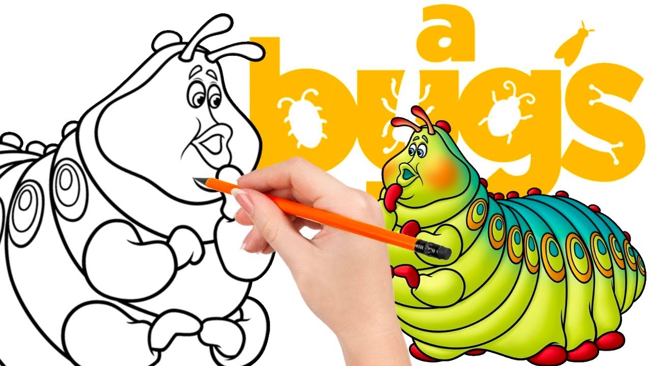 How to draw Heimlich, an obese lime caterpillar - A Bug's Life - YouTube