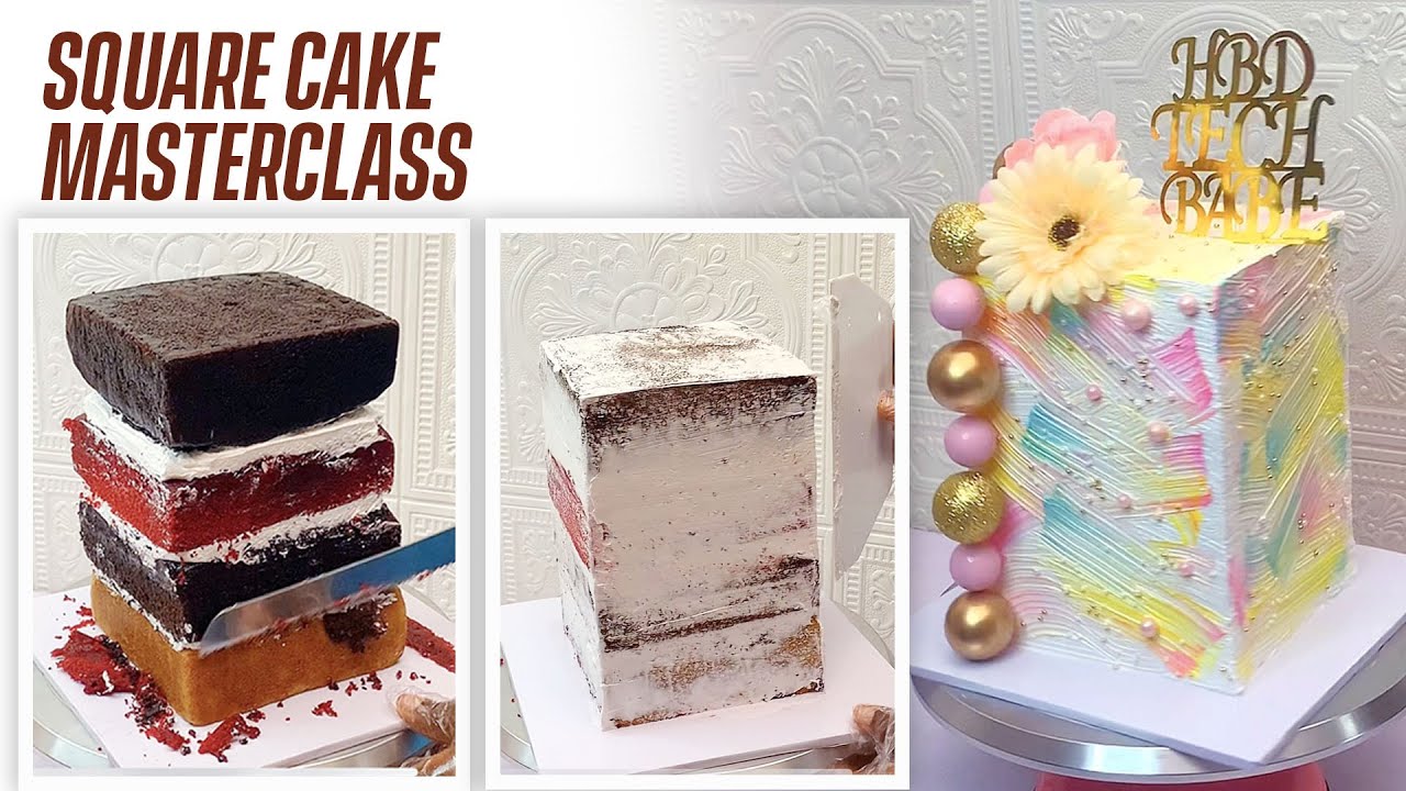 HOW TO FROST A SQUARE CAKE|SQUARE CAKE MASTERCLASS|ifepinkiestv - YouTube